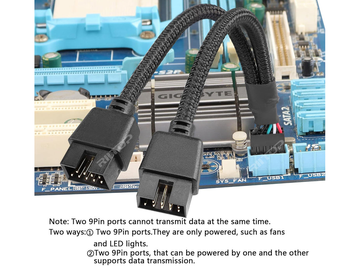USB 2.0 9Pin Female to Dual 9-Pin Male Extension Cable 2Pack,Motherboa ...