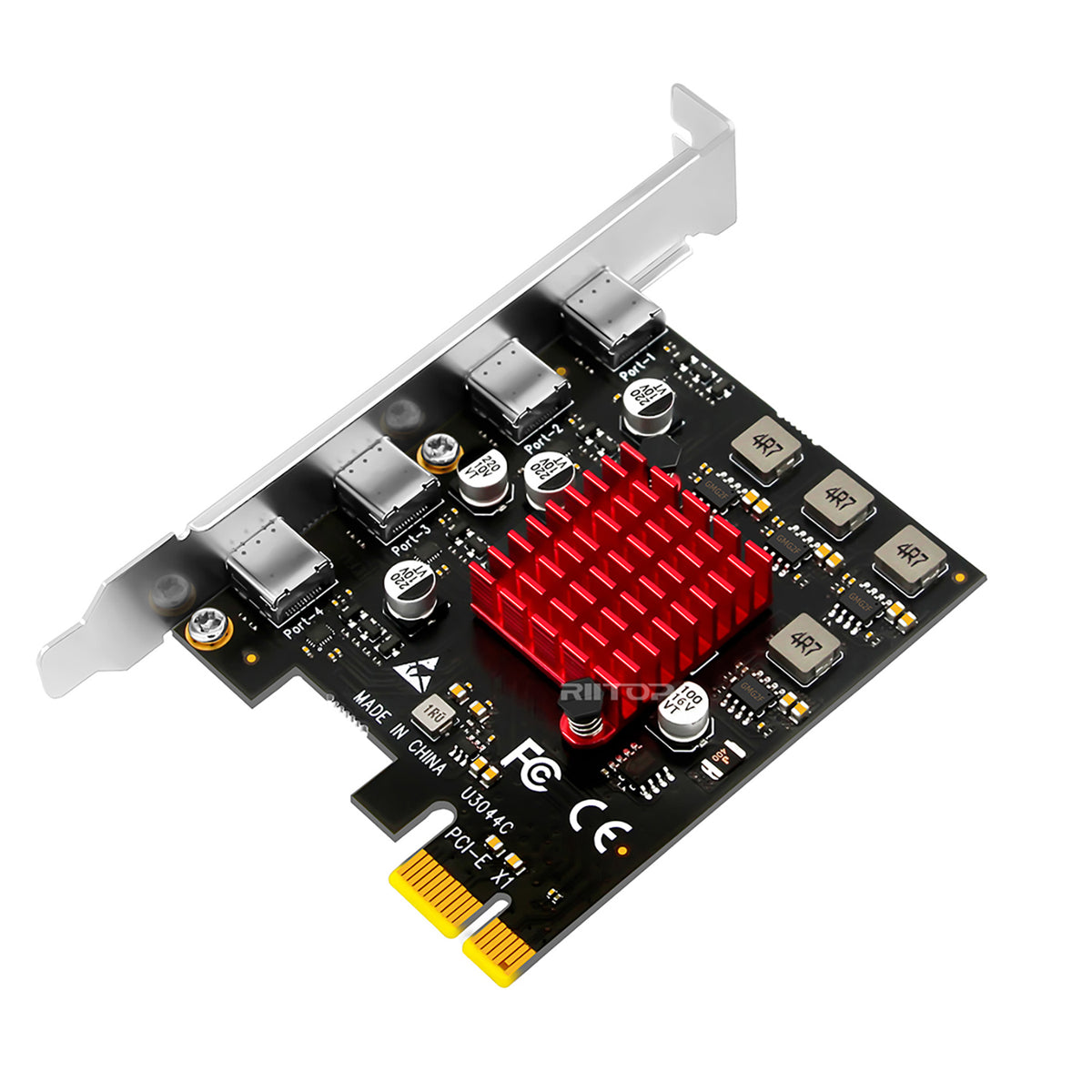 4 Port USB 3.2 Type C PCIe Expansion Card Adapter 5Gbps, RIITOP PCI-e