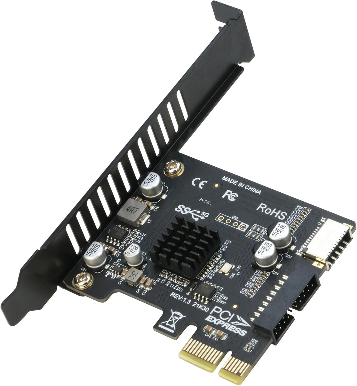 PCIe to 20Pin + Type-E Internal Card, RIITOP PCI-e x1 to (19+1) Pin US