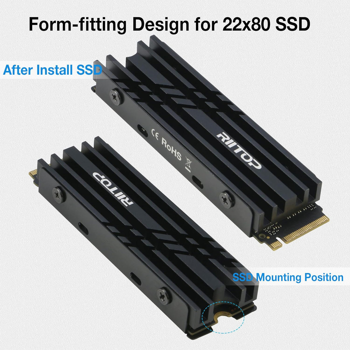 M.2 SSD Heatsink, RIITOP NVMe Cooler for M2 NVMe or SATA-Based 2280 SS