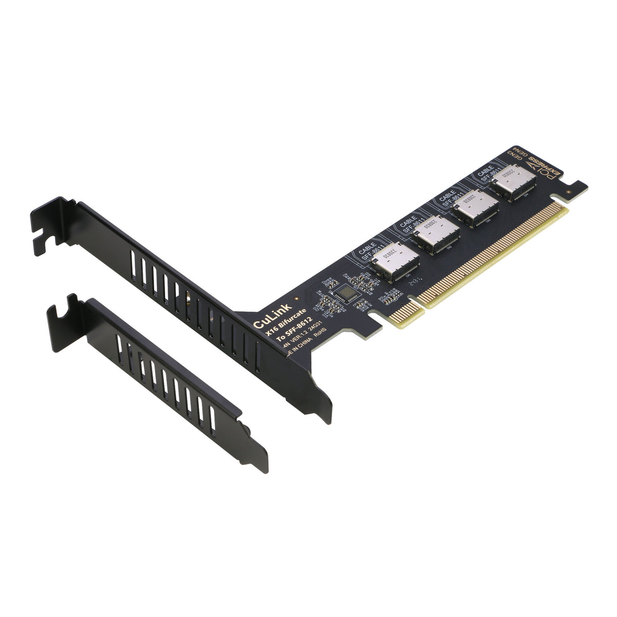 PCIE Oculink Adapter Card, RIITOP PCI-e Express 16x to Quad OCuLink SF