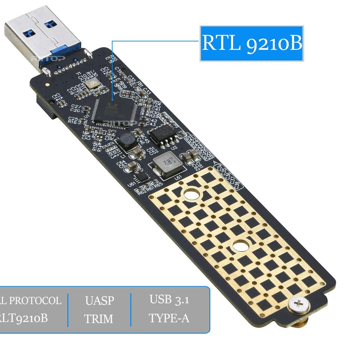 M.2 to USB Adapter, RIITOP M.2 NVMe & NGFF SSD to USB Reader Converter